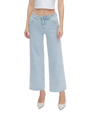 BAYEAS Mid-rise Wide-leg Jeans In Light Wash - Wathet