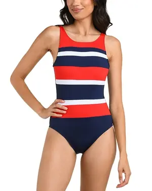 La Blanca Americana Crewneck One Piece Swimsuit Multi