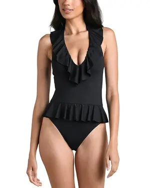 La Blanca Island Goddess Halter One Piece Swimsuit - Black