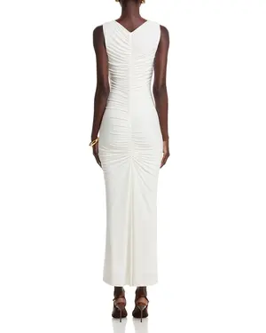 TOCCIN Inez V-neck Ruched Midi Dress