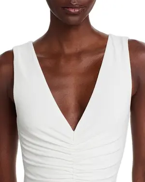 TOCCIN Inez V-neck Ruched Midi Dress