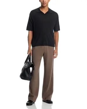 FRAME Superfine Short Sleeve Polo Sweater - Black