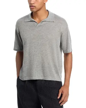 FRAME Superfine Short Sleeve Polo Sweater - Light Grey