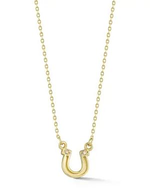 MOON & MEADOW 14k Yellow Diamond Horseshoe Pendant Necklace - Gold