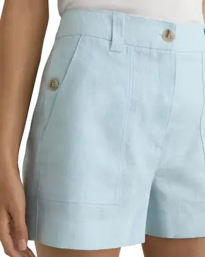 REISS Ashby Linen Shorts - Light Blue