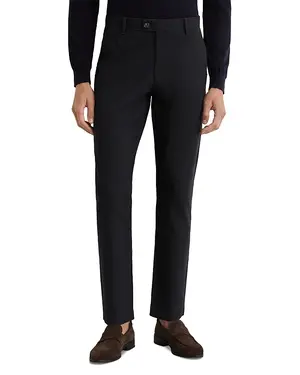 REISS Dobby Tailored Fit Pique Chino Trousers - Navy
