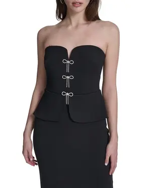 Eliza J Strapless Peplum Column Gown