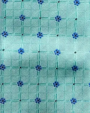 Canali Silk Geometric Floral Grid Tie - Green