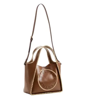 Stella McCartney Logo Raffia Trim Crossbody Tote - Tan