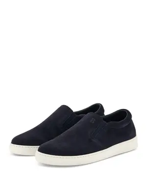 Boggi Milano Suede Leather Slip-on Sneakers - Navy Blue