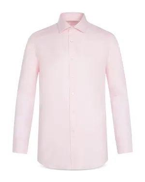 Thomas Pink Diagonal Textured Solid Dress Shirt - Pink