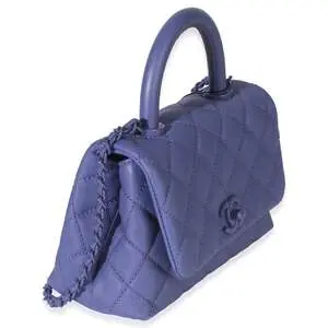 Chanel Coco Top Handle Flap Bag - Purple