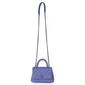 Chanel Coco Top Handle Flap Bag - Purple