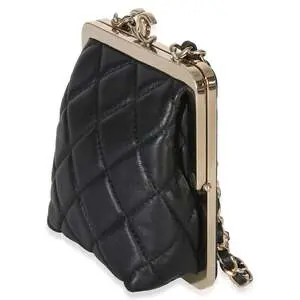 Chanel Quilted Lambskin Cc Frame Clutch With Chain