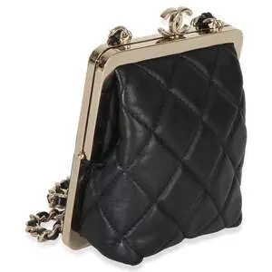 Chanel Quilted Lambskin Cc Frame Clutch With Chain