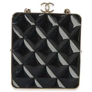 Chanel Quilted Lambskin Cc Frame Clutch With Chain