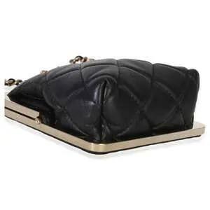 Chanel Quilted Lambskin Cc Frame Clutch With Chain