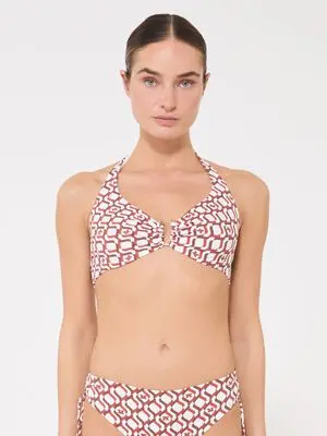 Max Mara Printed Jersey Bikini Top - Rust