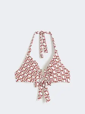Max Mara Printed Jersey Bikini Top - Rust