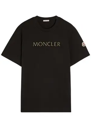 Moncler Logo Cotton T-shirt - Black