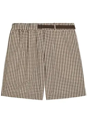 Moncler Gingham Cotton-Blend Shorts Grey
