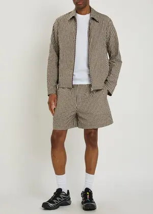Moncler Gingham Cotton-blend Shorts - Grey