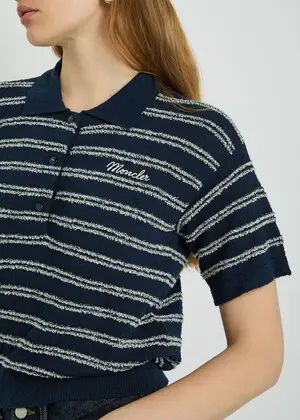 Moncler Striped Terry Polo Shirt With Logo