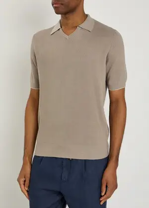 Brunello Cucinelli Ribbed Cotton-knit Polo Top