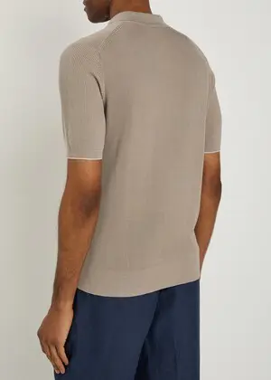 Brunello Cucinelli Ribbed Cotton-knit Polo Top