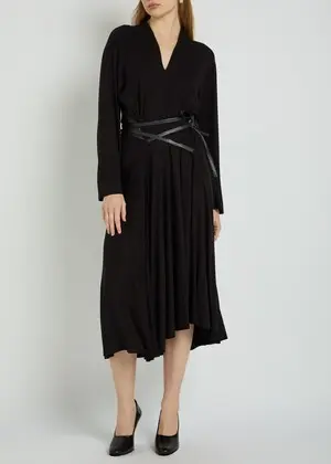 AARON ESH Belted Jersey Midi Dress