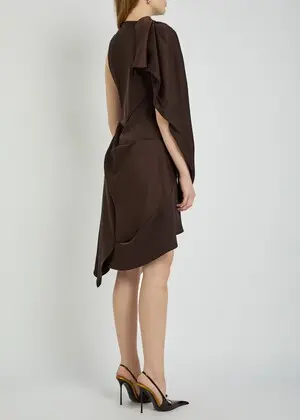 AARON ESH Cape-effect Asymmetric Satin Mini Dress