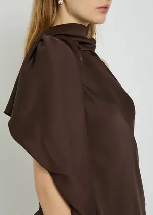 AARON ESH Cape-effect Asymmetric Satin Mini Dress