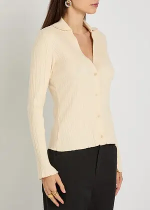 Vince Ribbed Cotton And Modal-blend Cardigan - Off White
