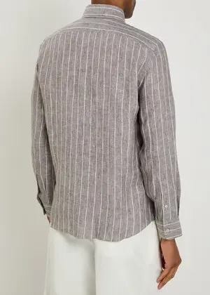 Brunello Cucinelli Striped Linen Shirt - Light Brown