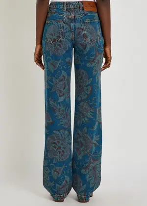 Etro Floral Print Straight Leg Denim Jeans - Multicoloured