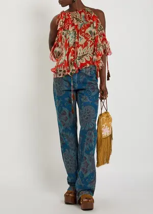 Etro Floral Print Straight Leg Denim Jeans - Multicoloured