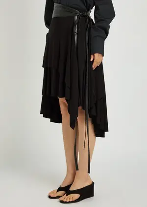 AARON ESH Belted Asymmetric Jersey Mini Skirt