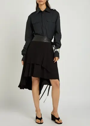 AARON ESH Belted Asymmetric Jersey Mini Skirt