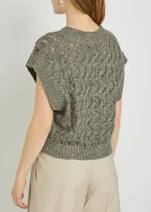 Brunello Cucinelli Sequin-embellished Knitted Silk-blend Vest