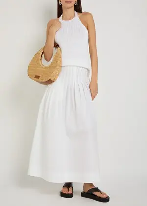 RÓHE Halterneck Cotton-knit Top - White