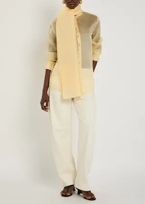 Another Tomorrow Bow Silk-organza Blouse - Beige