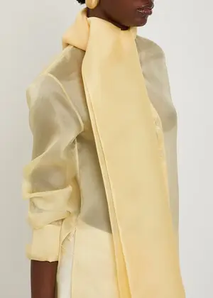 Another Tomorrow Bow Silk-organza Blouse - Beige