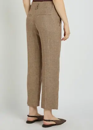 Brunello Cucinelli Houndstooth Linen Straight-leg Trousers