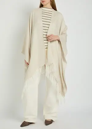Brunello Cucinelli Metallic-knit Linen-blend Poncho