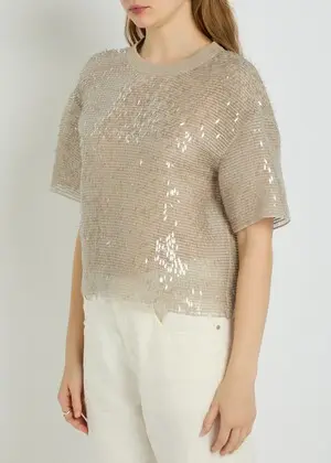 Brunello Cucinelli Embellished Silk Blouse