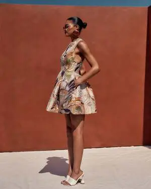 ANDREA IYAMAH Venti Vibra Jacquard Pleated Mini Dress