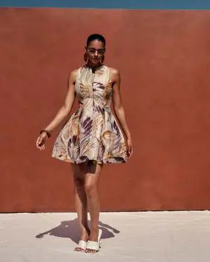 ANDREA IYAMAH Venti Vibra Jacquard Pleated Mini Dress