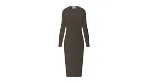 Fear Of God Essentials Rib Knit Fitted Long Sleeve Dress - Brown