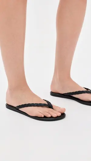 ANCIENT GREEK SANDALS Saionara Raffia Flip Flop - Black