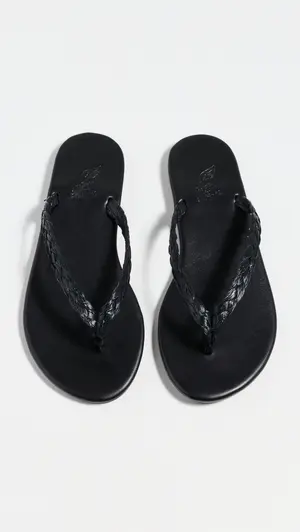 ANCIENT GREEK SANDALS Saionara Raffia Flip Flop - Black